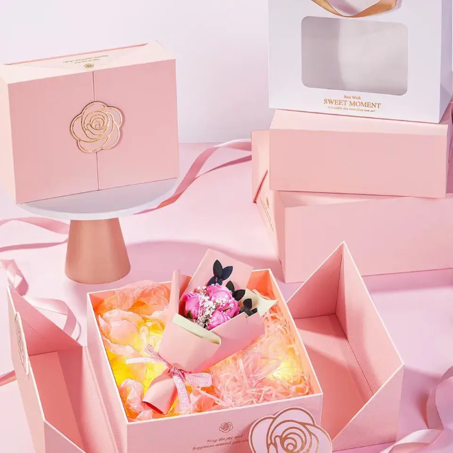 Factory Custom Luxury Cosmetic Packaging Pink Boxes With Magnetic Lid ...