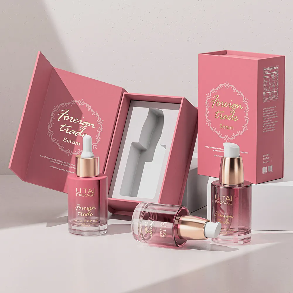 Custom Skin Care Serum Pump Bottle Pink Boxes - Custom Cosmetic Boxes ...